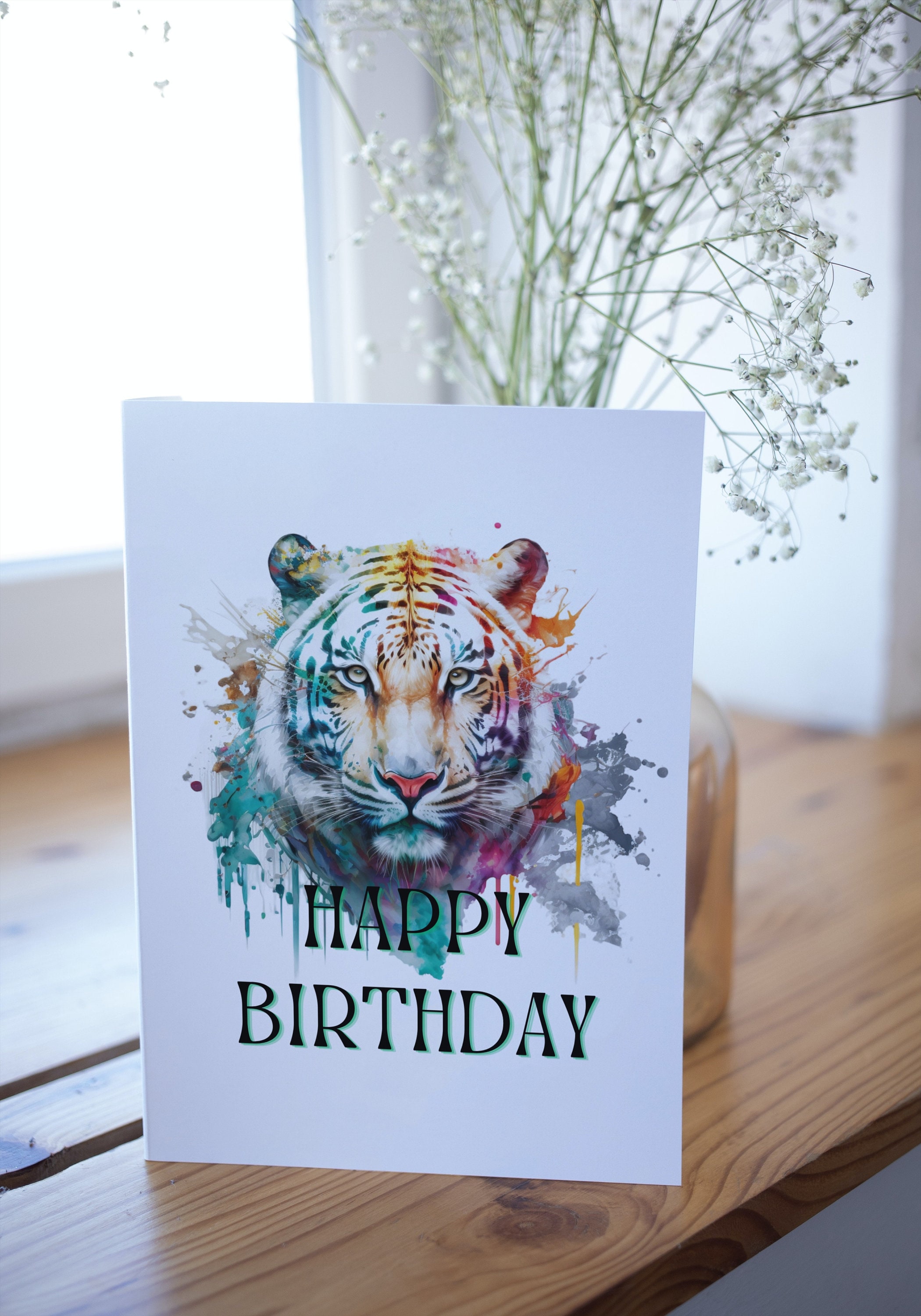 Tiger Printable Birthday Card 5x 7 Tiger-themed Gift for - Etsy
