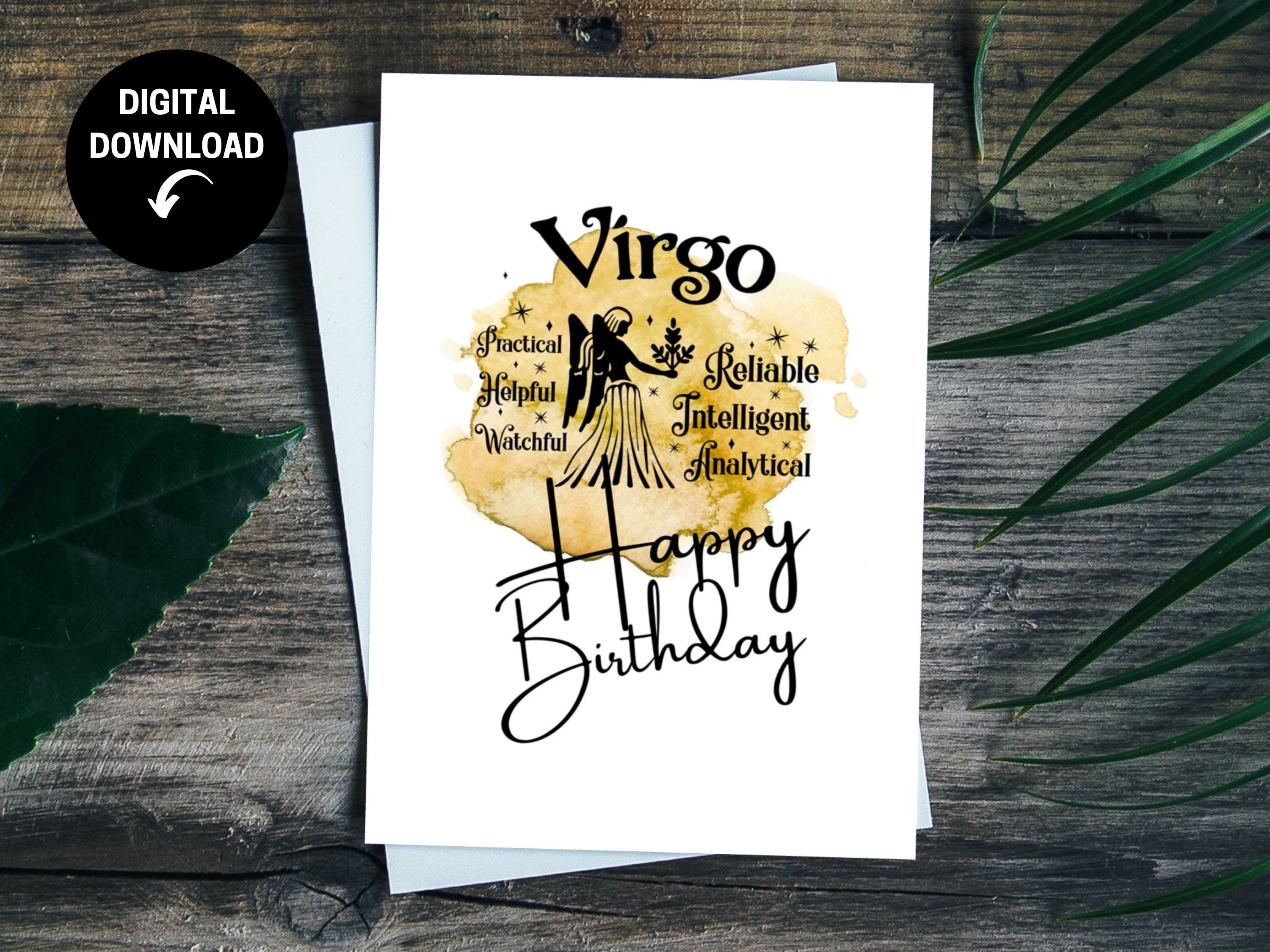 Printable Virgo Birthday Card. Zodiac Sign Virgo Birthday Gift - Etsy ...