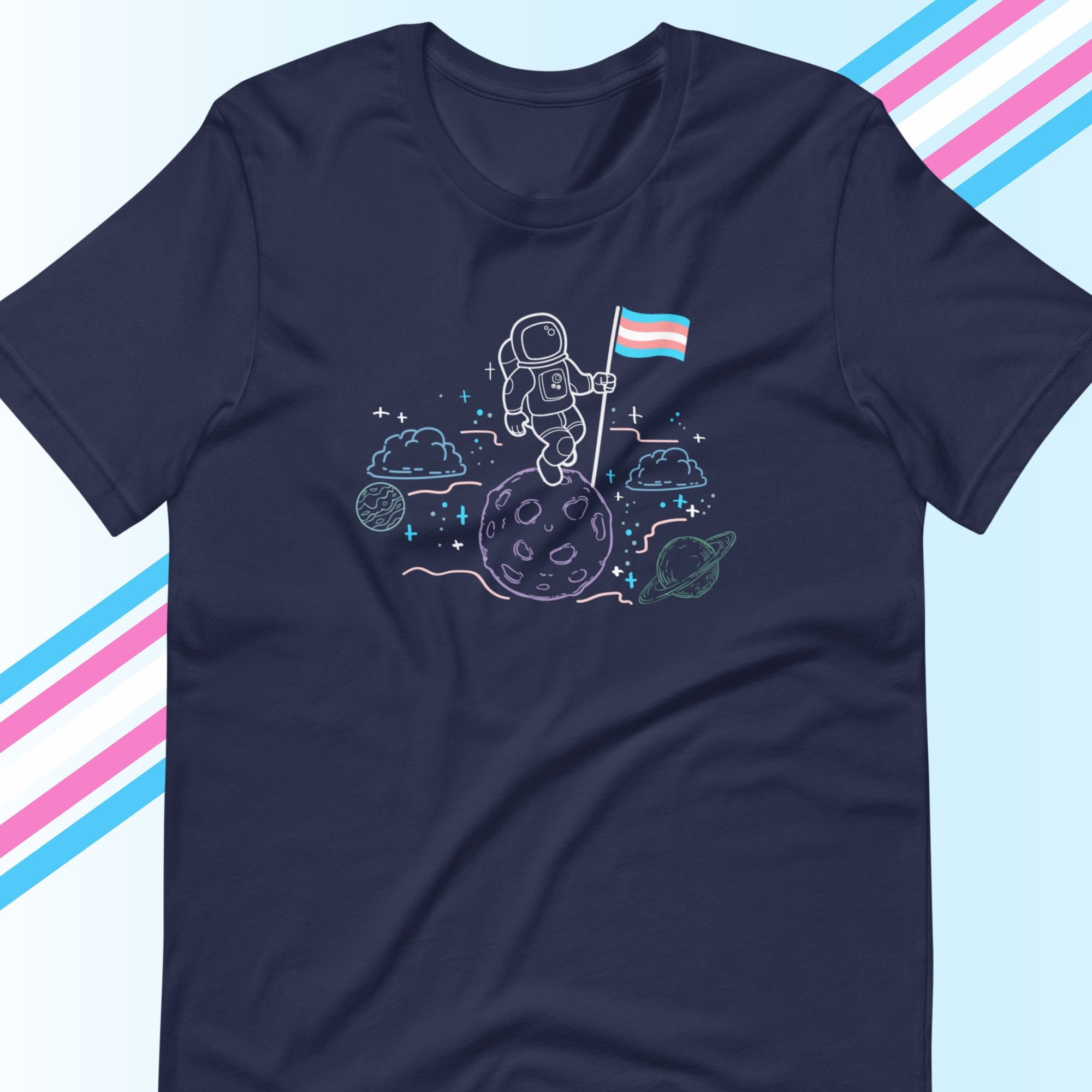 Transgender Shirt Astronaut Trans Pride Outfit Space Shirt Moon Trans ...