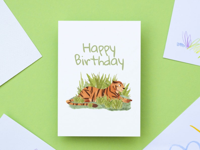 Printable Tiger Birthday Card. Gift for Kids Birthday. Tiger - Etsy