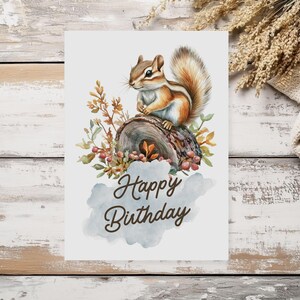 Printable Chipmunk Birthday Card for Kids | 5x7 Woodland Print ...