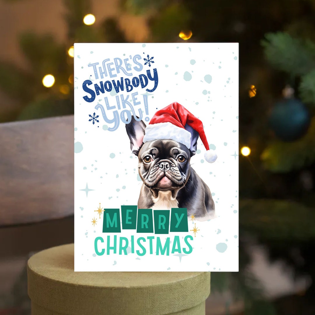 Printable French Bulldog Christmas Card 5x7 Instant Print - Etsy