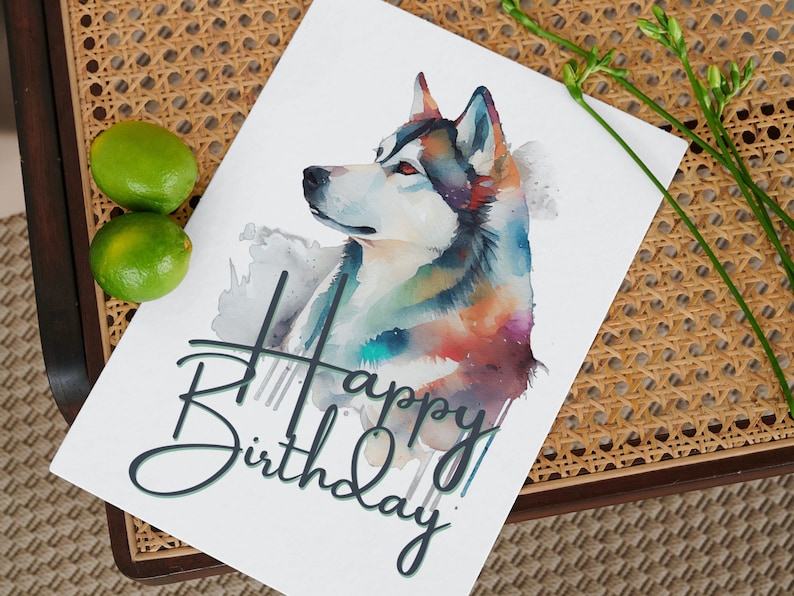 Husky Printable Birthday Card. 5x7 Printable Husky Card for Kids ...