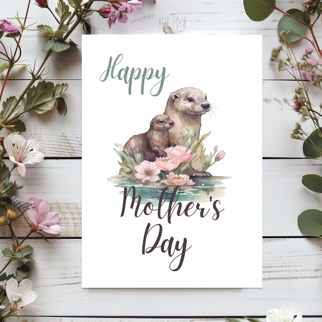 Printable Otter Mother's Day Card | 5x7 Lake Landscape Print | Instant ...