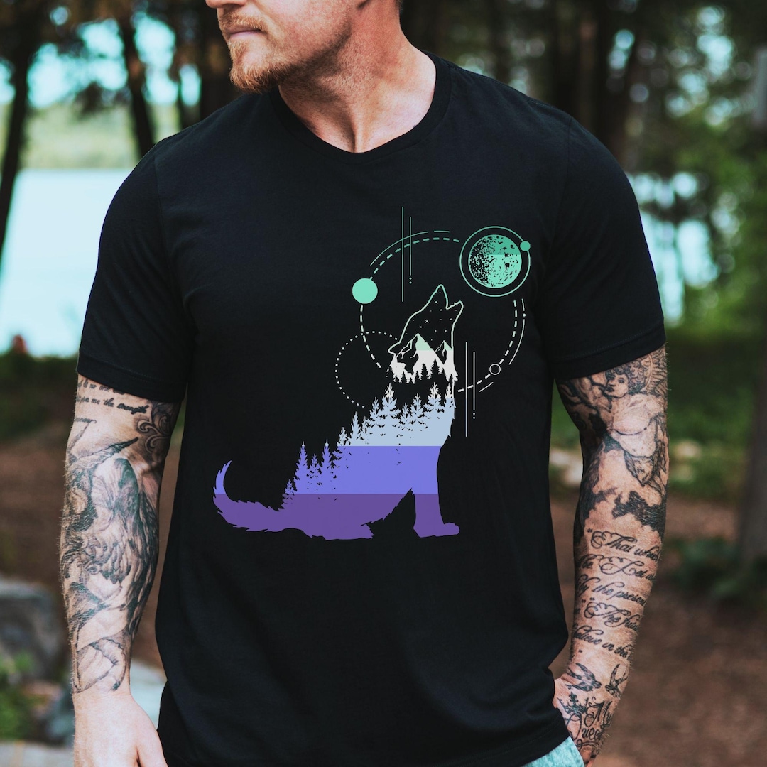 MLM Shirt Wolf Gay Pride Shirt for Men Subtle MLM Pride Flag Shirt Gay ...