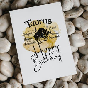 Printable Taurus Birthday Card | 5x7 Taurus Print Instant Download ...