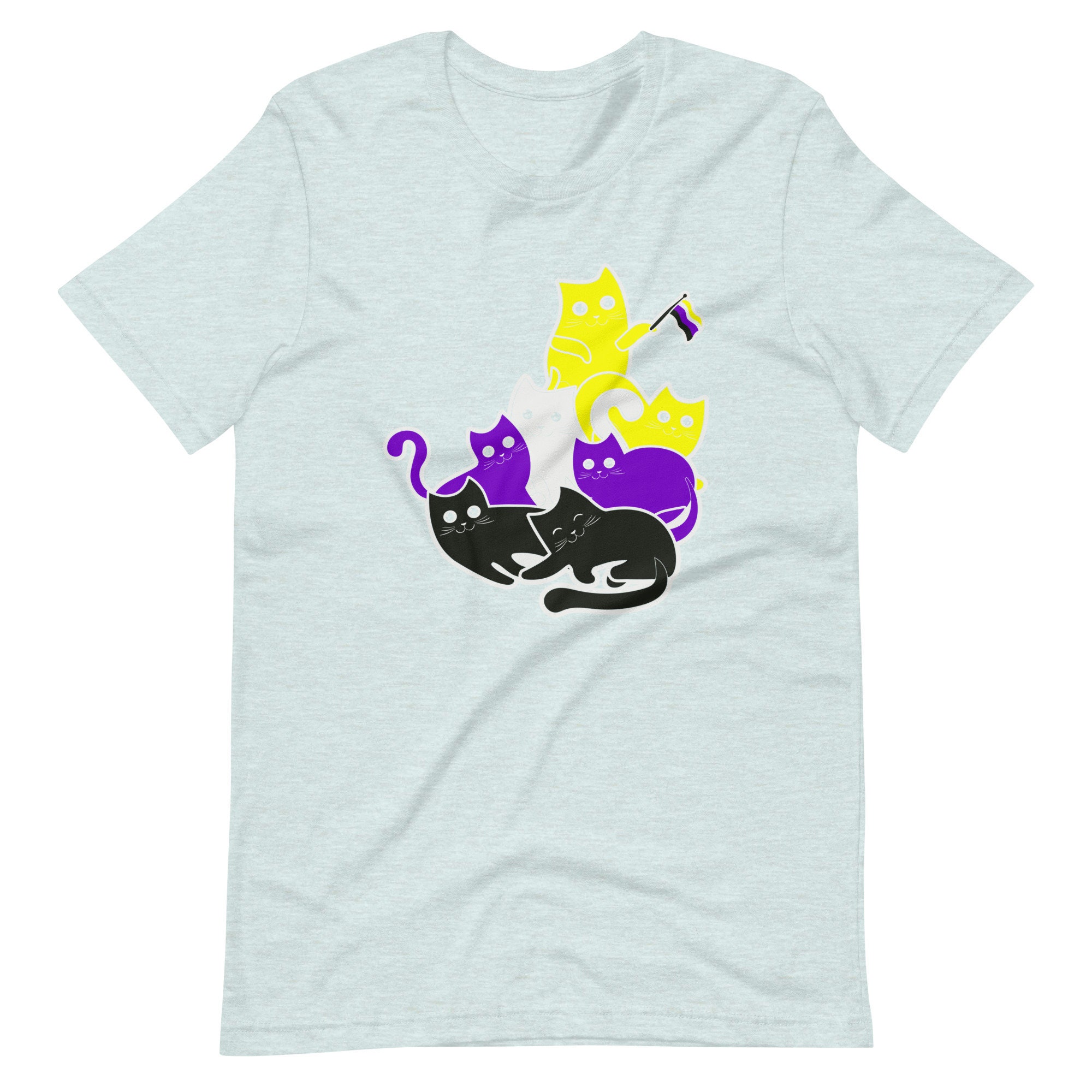 Nonbinary Shirt Kawaii Cats Nonbinary Pride Shirt Queer Pride Outfit Nonbinary Cats Kawaii Shirt ...