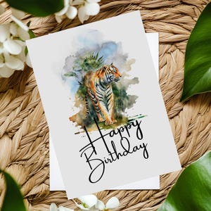 Printable Tiger Birthday Card | 5x7 Wildcat Print | Tiger Art Instant ...