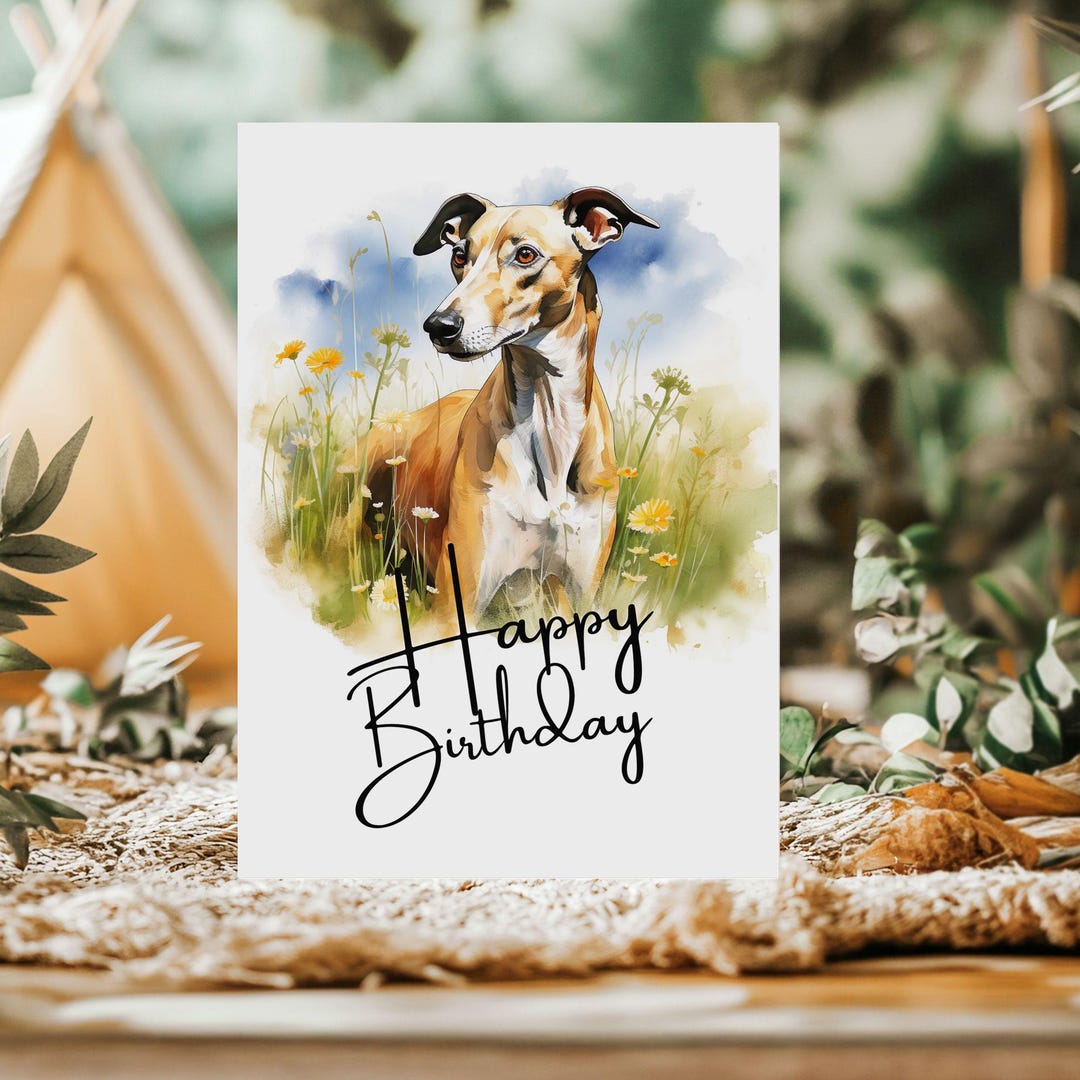 Printable Greyhound Birthday Card | 5x7 Greyhound Print | Instant ...