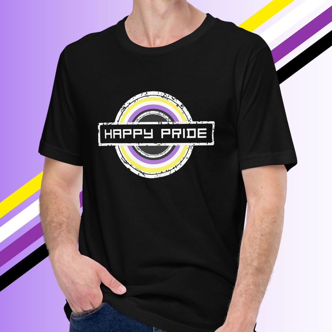 Nonbinary Shirt Nonbinary Pride Outfit Happy Pride Stamp Queer Pride Apparel Enby Pride Clothing ...