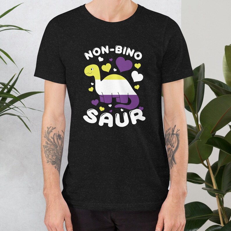 Nonbinary Shirt Dinosaur Nonbinary Binosaur Shirt Enby Pride Outfit Nonbinary Gift Queer ...