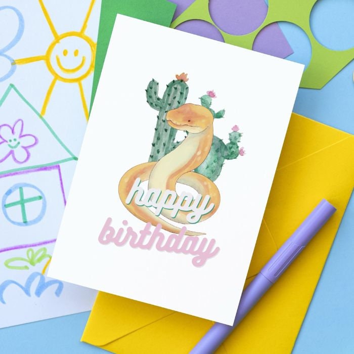 Printable Snake Birthday Card 5x7 Gift for Kids Birthday. - Etsy
