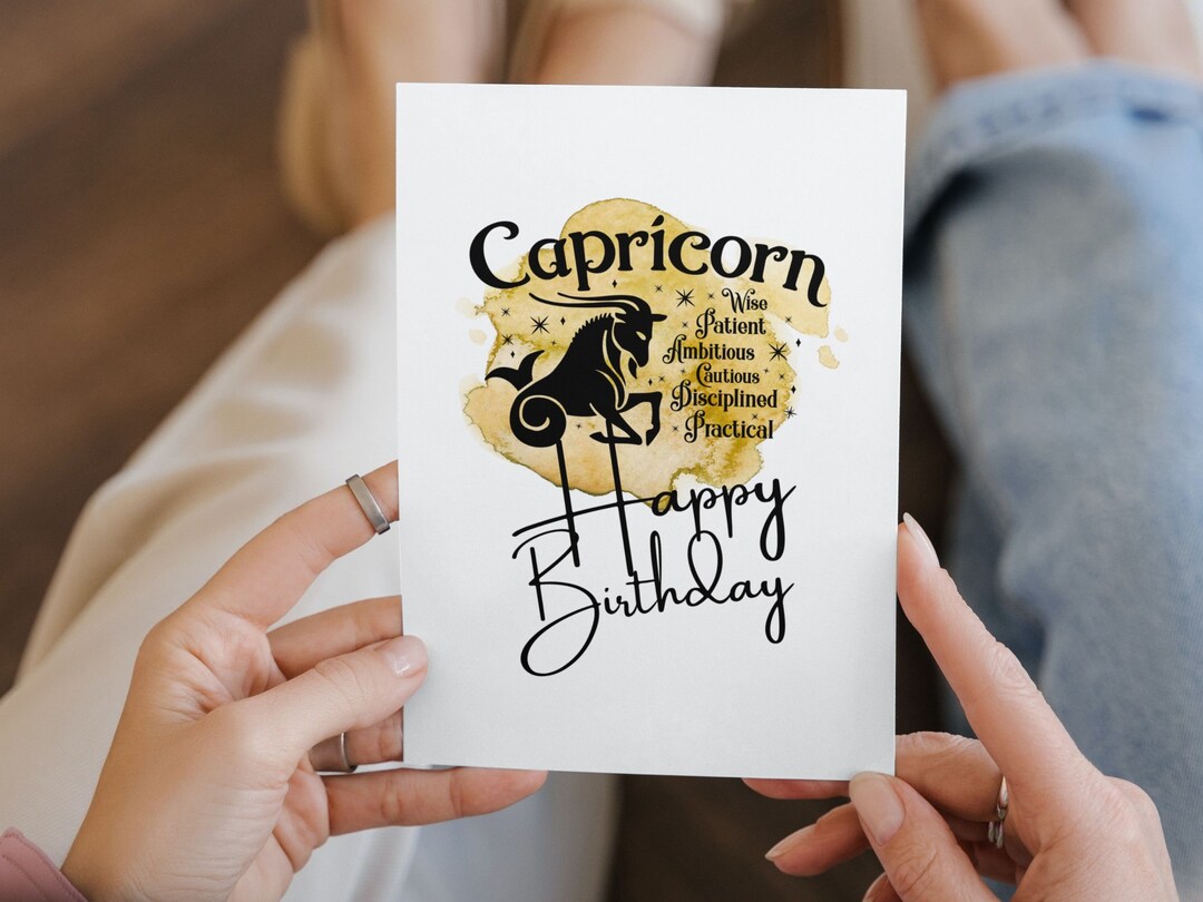 Printable Capricorn Birthday Card Zodiac Sign Birthday T Etsy