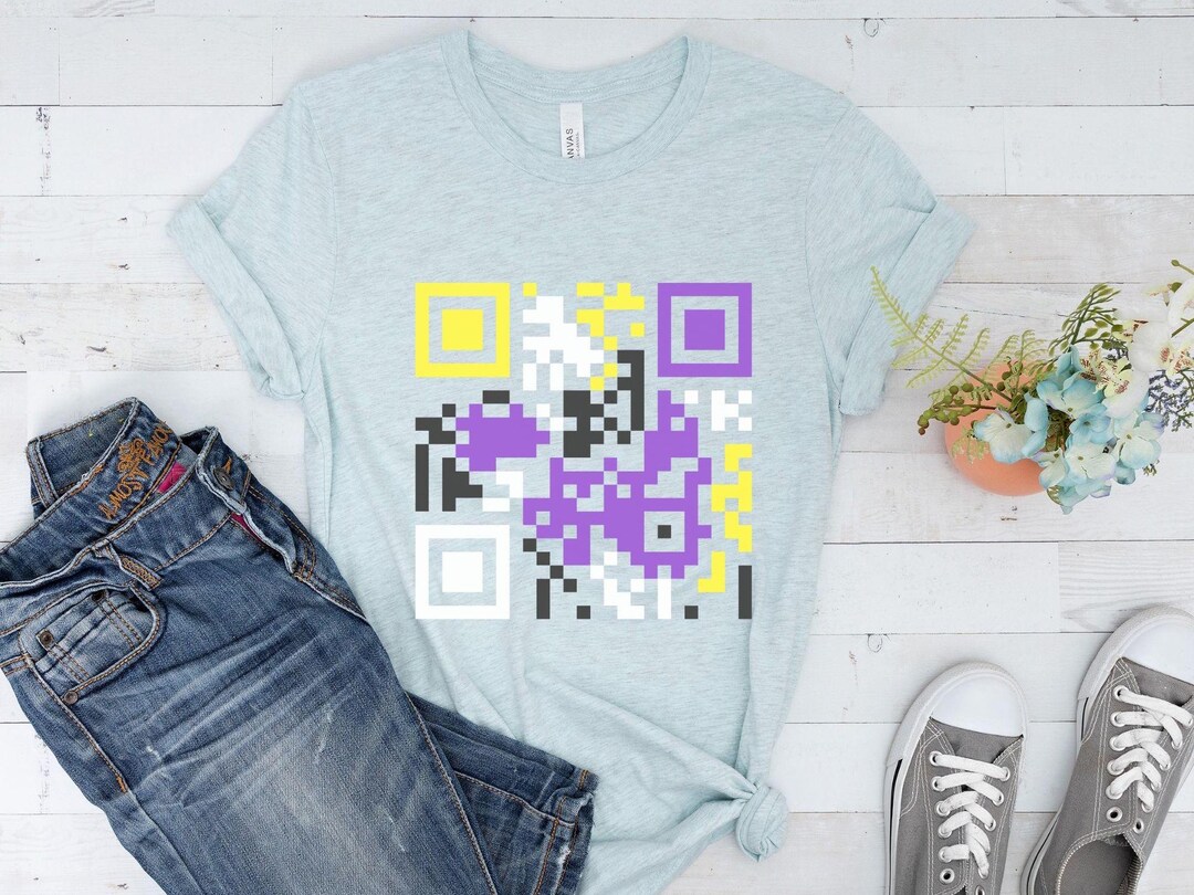 Nonbinary Shirt QR Code Nonbinary Pride Shirt Queer Pride Outfit Nonbinary Gift Enby Pride Month ...