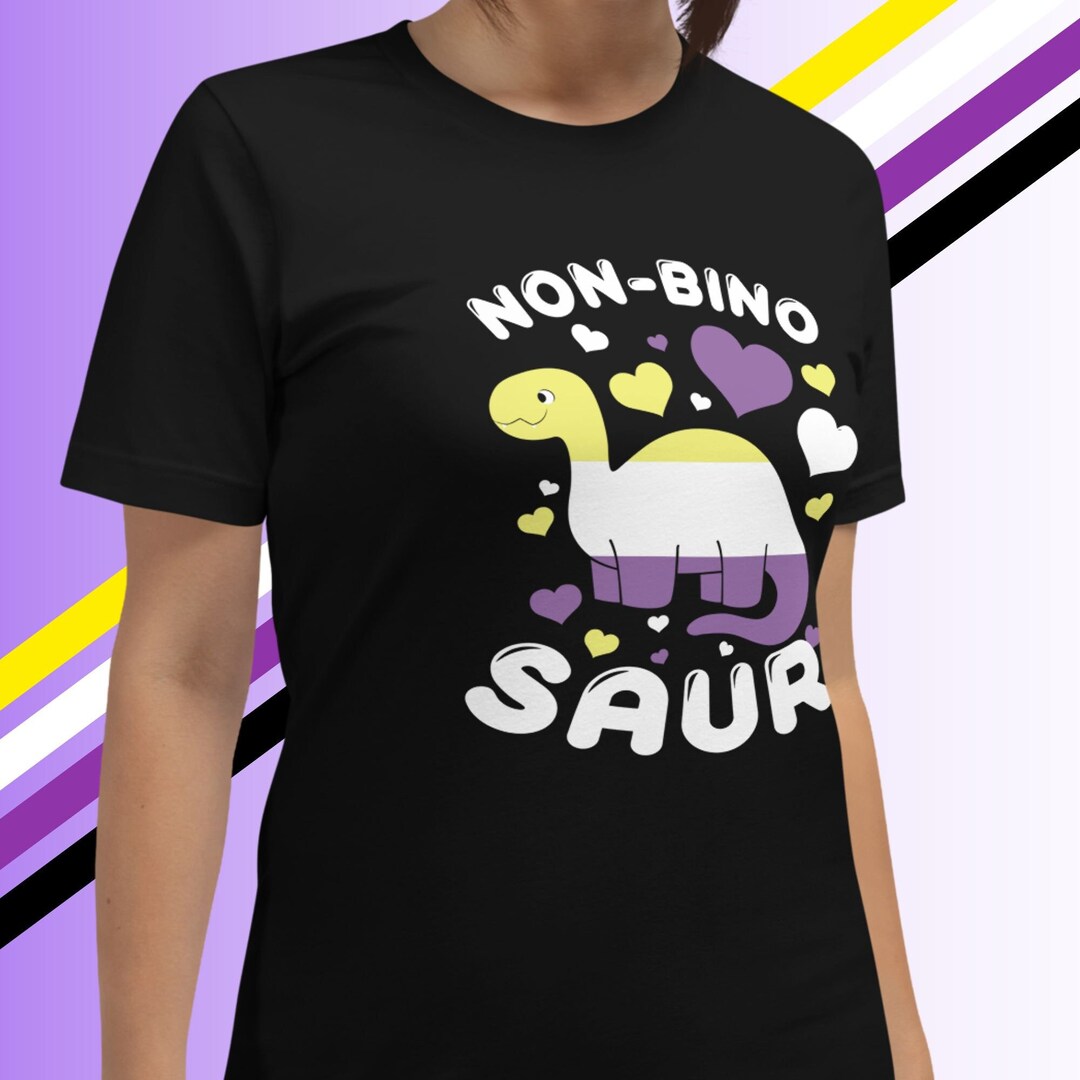 Nonbinary Shirt Dinosaur Nonbinary Binosaur Shirt Enby Pride Outfit Nonbinary Gift Queer ...