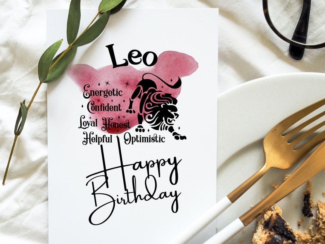 Leo Printable Birthday Card Zodiac Sign Gift Leo Birthday. Leo Zodiac ...