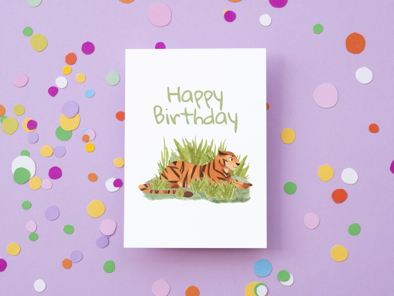 Printable Tiger Birthday Card. Gift for Kids Birthday. Tiger - Etsy