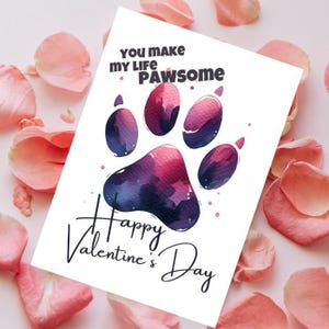 Printable Valentines Card Dog Paw 5x7 Pet Card Dog Mom Gift You Make My ...