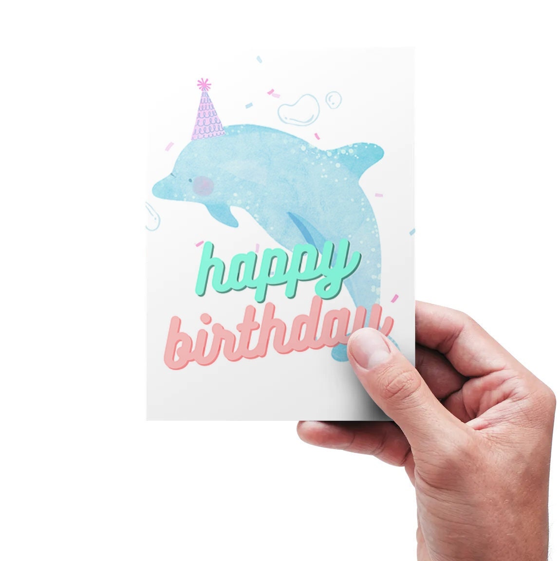 Printable Dolphin Birthday Card 5x7 Ocean Gift for Kids Birthday ...