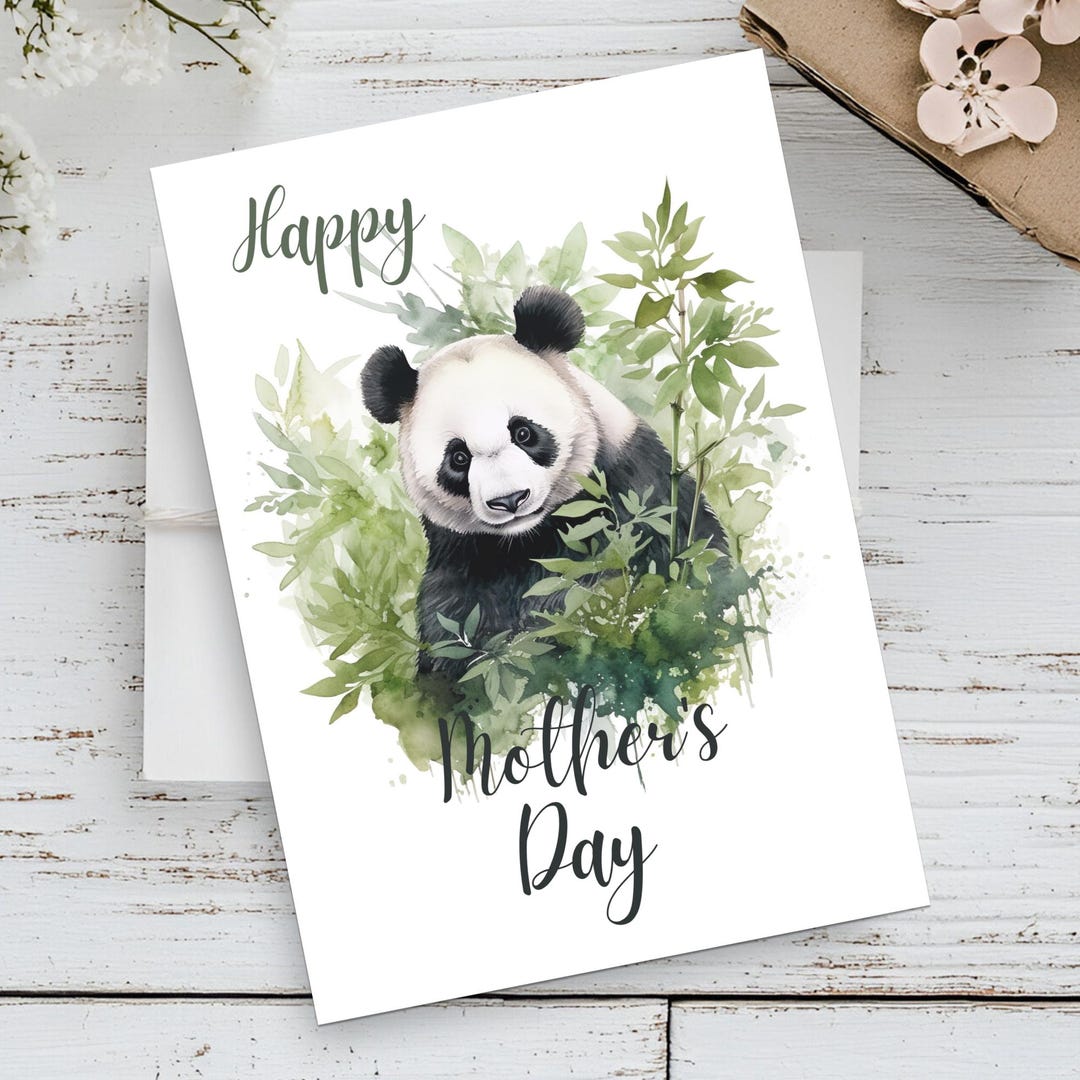 Printable Panda Mother's Day Card | 5x7 Natural Scenery Print | Instant ...