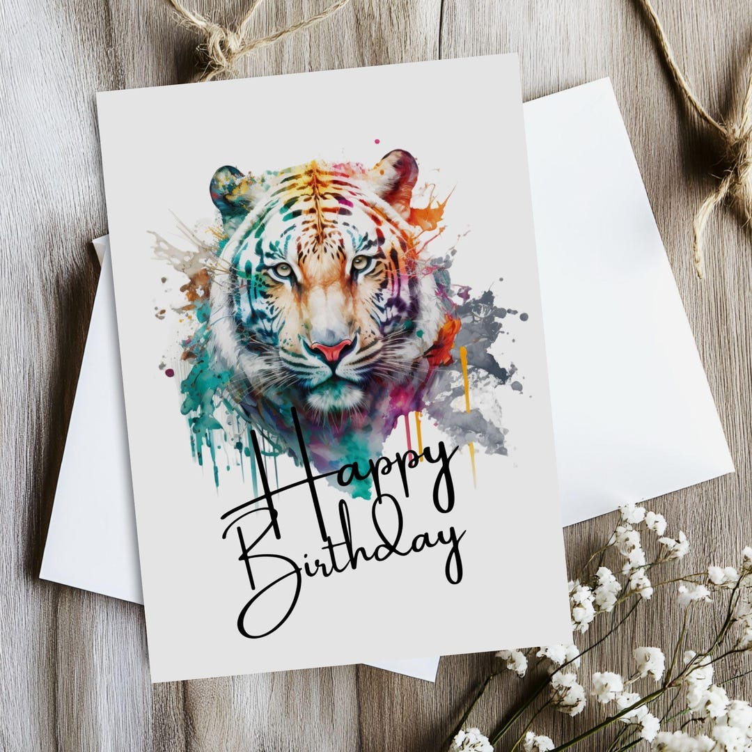 Tiger Printable Birthday Card 5x7 Tiger-themed Gift for Wildcat Lovers ...