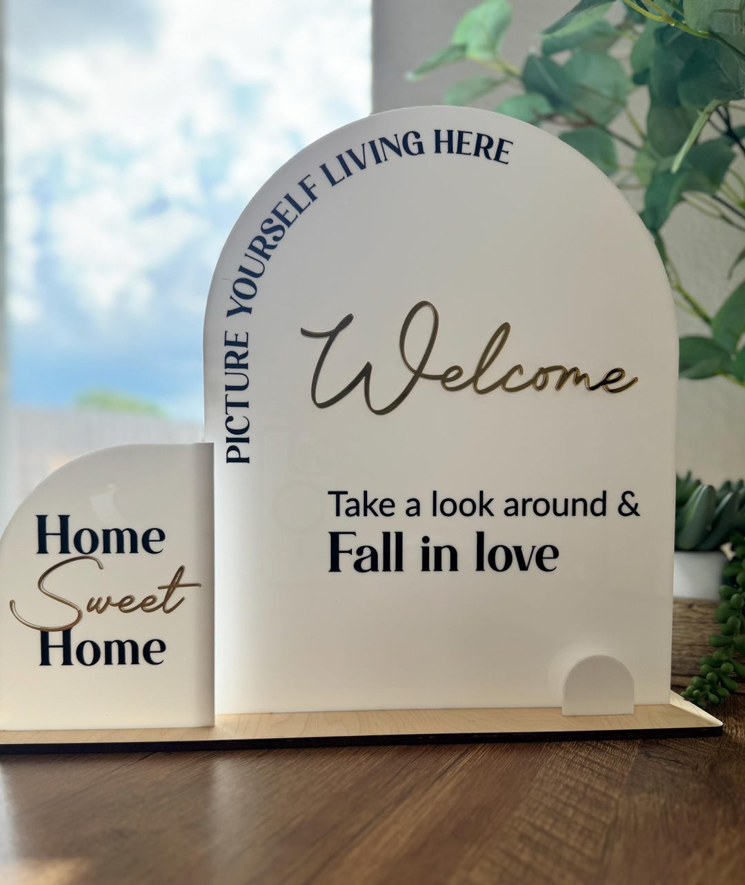 Realtor Welcome Home Sign | Acrylic & Birch Wood Display | Open House ...