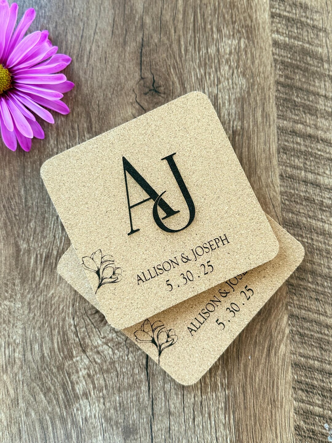 Custom Engraved Cork Coasters: Wedding Favors, Realtor Gifts - Etsy