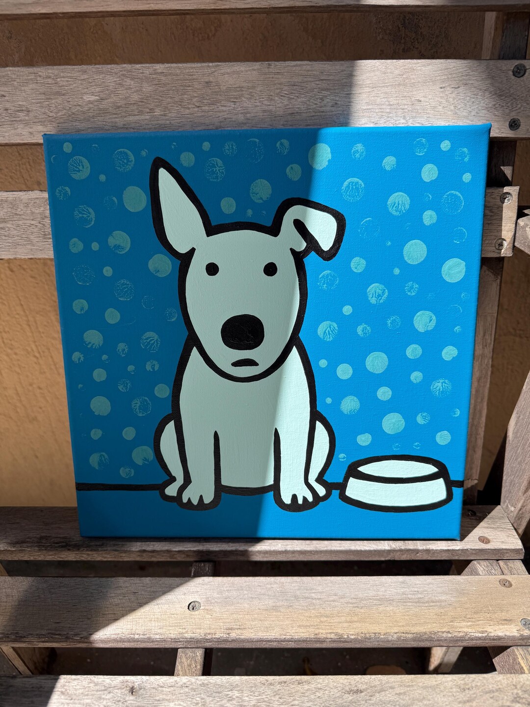 Sad Dog Waiting – 12x12” Acrylic Painting on Canvas - Etsy