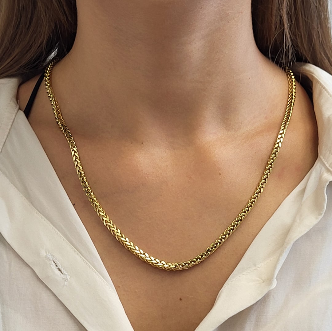 Buy 14k Gold Wheat Chain Necklace/ 14k Real Gold 3mm 26 Wheat Style ...