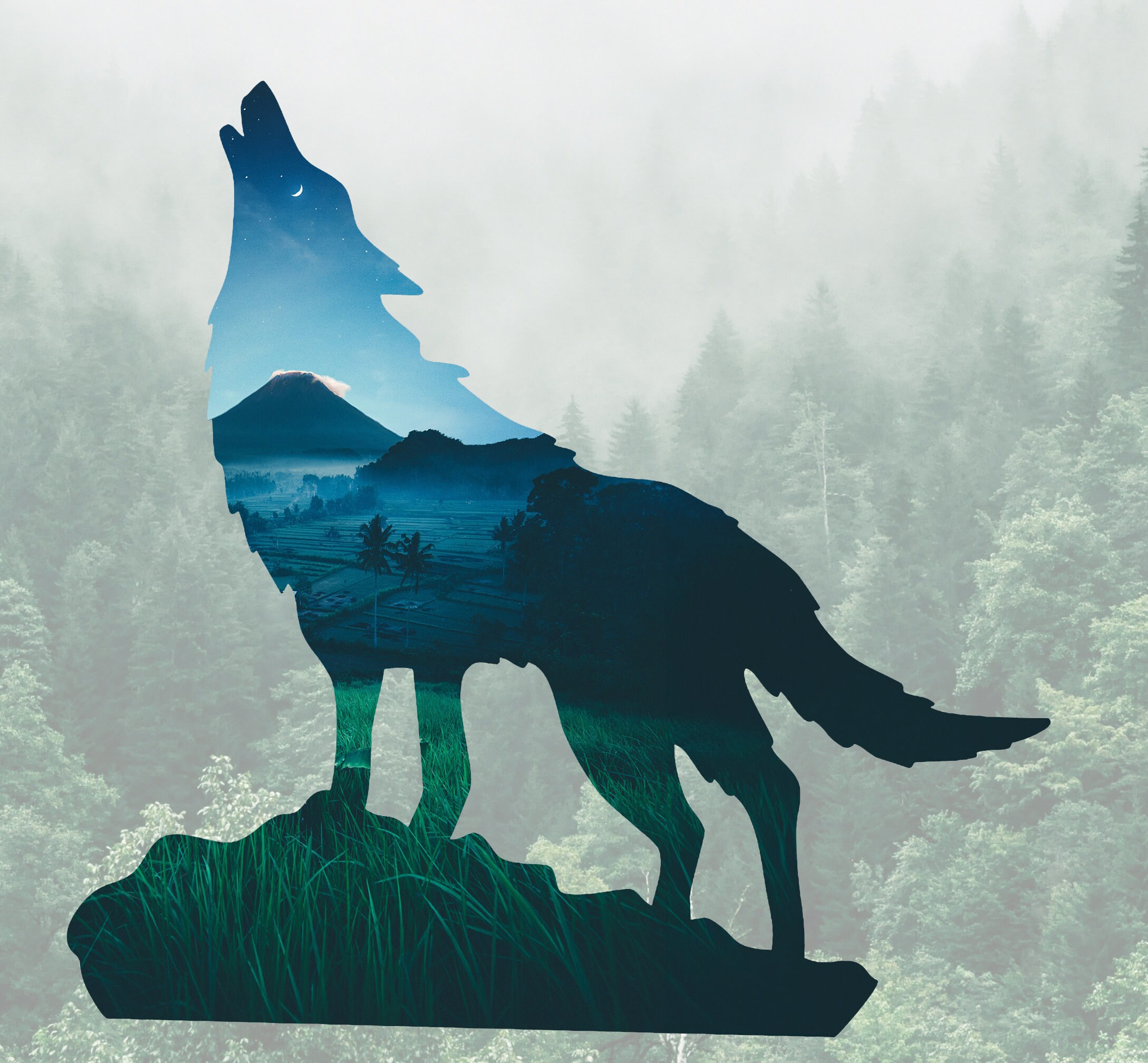Digital Howling Wolf Graphic: PNG Digital Download for Use on T-shirts, Mugs, Hoodies, Etc ...