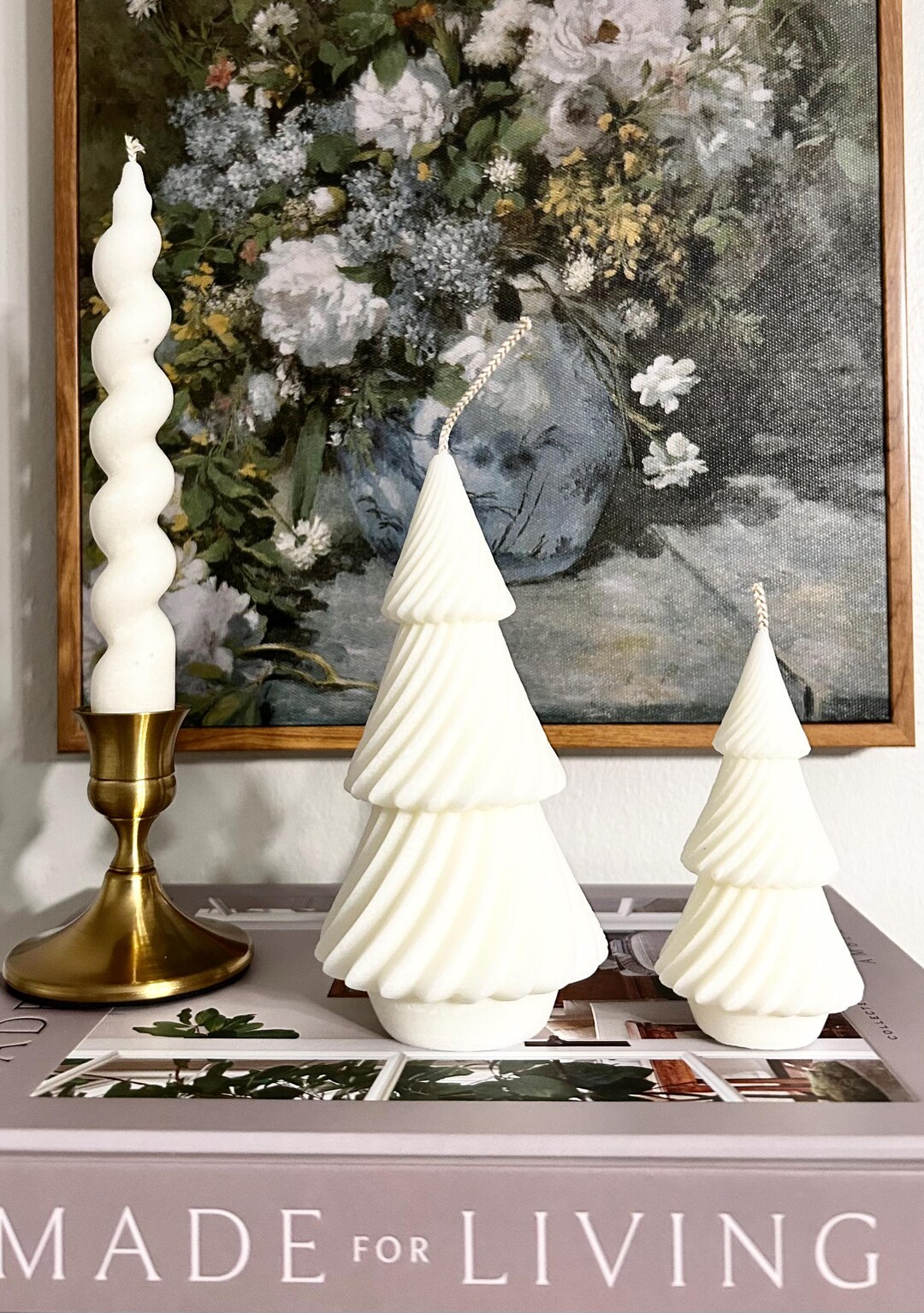 Set of Two Christmas Tree Candles, Christmas Tree Candles, Handmade ...