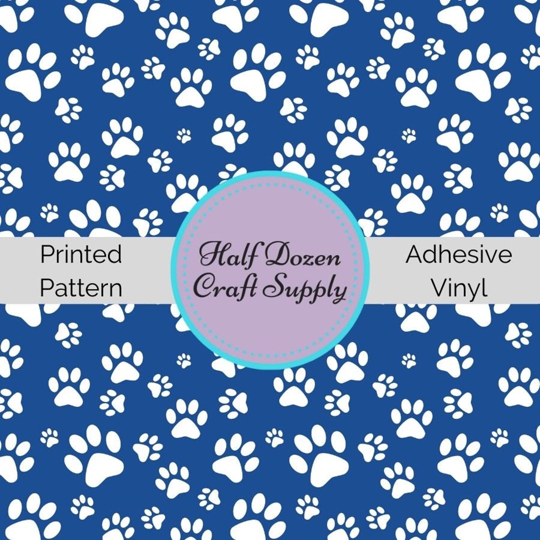 Paw Print Blue Pattern Vinyl, Printed Vinyl, Adhesive Vinyl, Craft ...