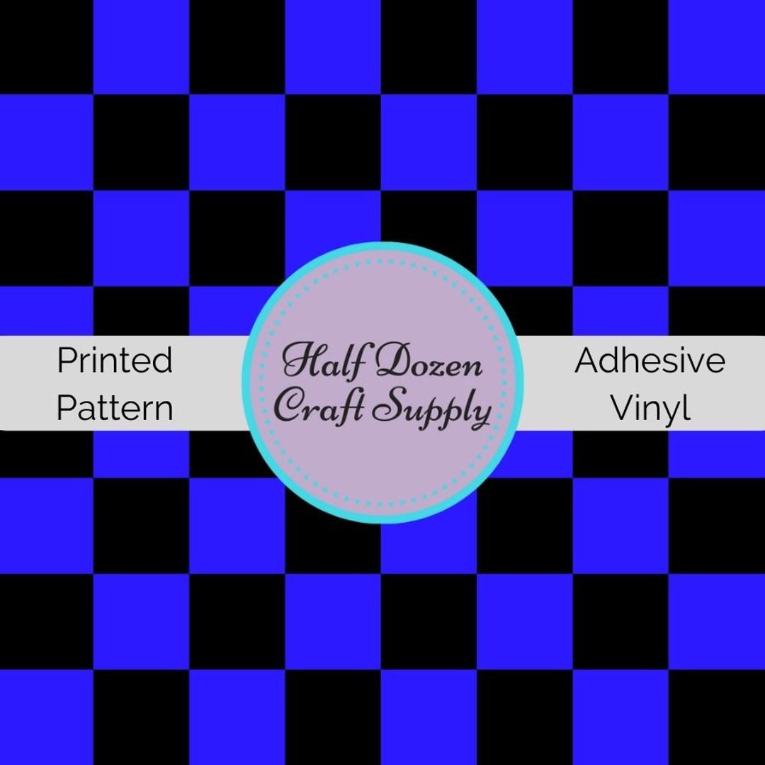 Checkered Blue Pattern Vinyl, Printed Vinyl, Adhesive Vinyl, Craft ...