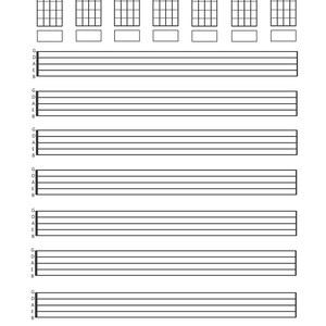 Printable 5 String BASS Guitar TAB Sheet Music | for Letter/a4 Printer ...