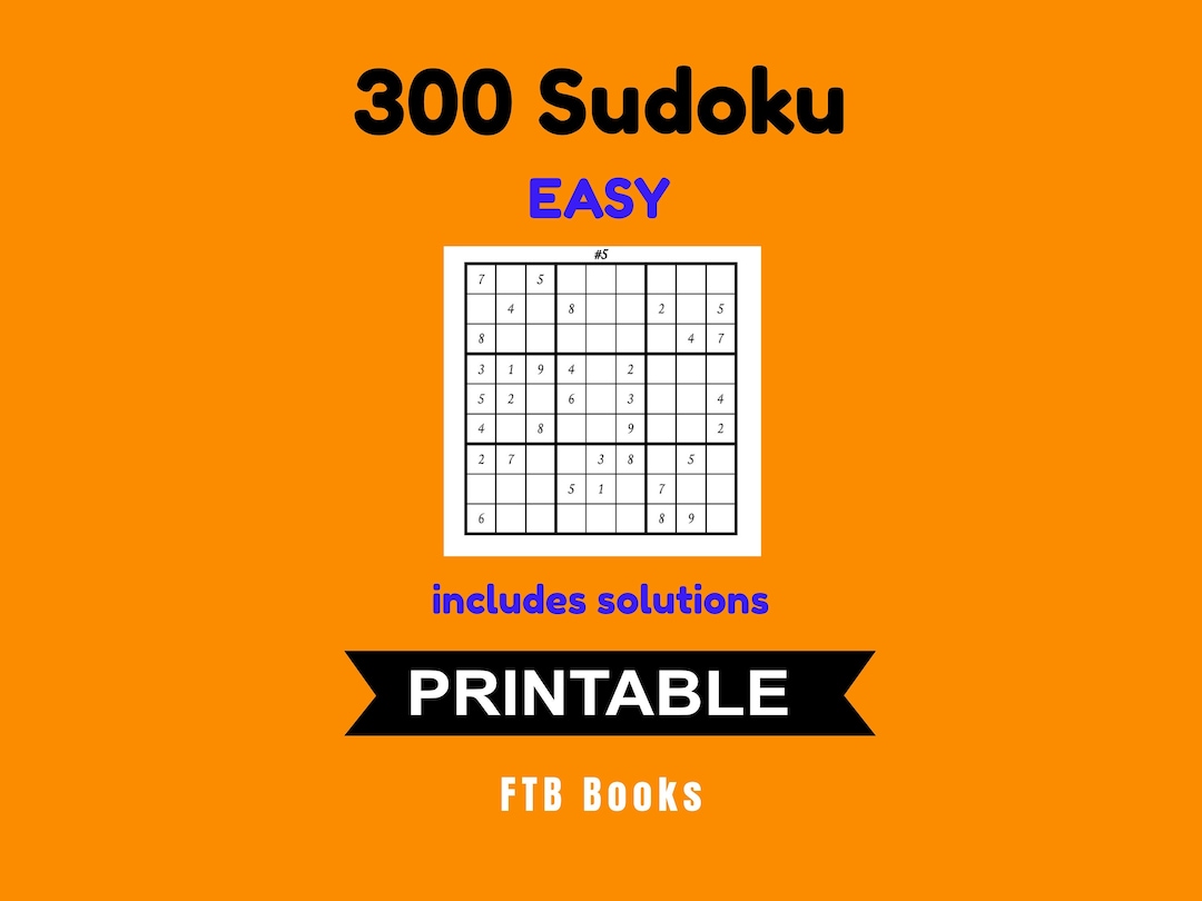 Book 2 - 300 SUDOKU Printable Puzzles - Level: EASY | Instant Download ...