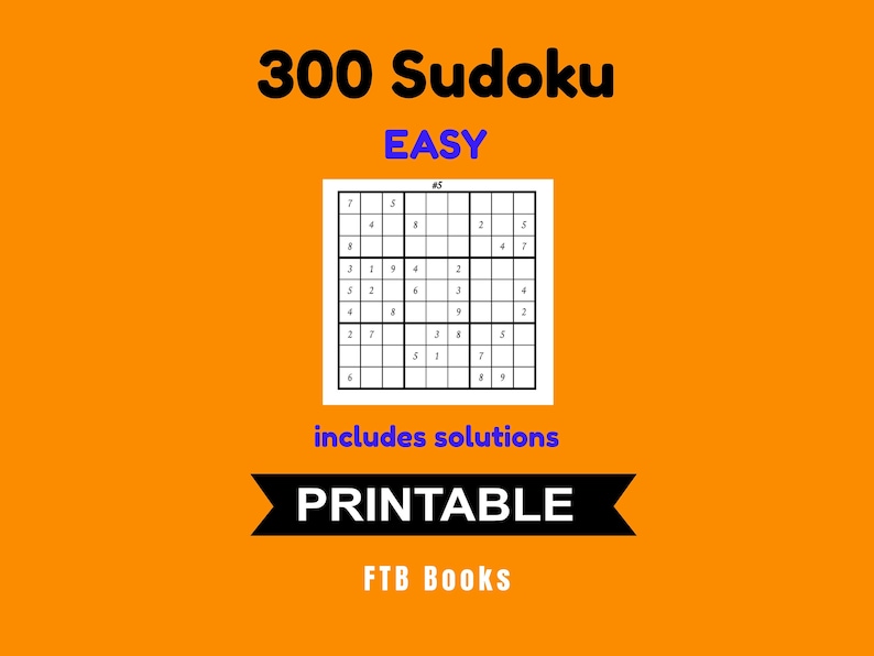 Book 2 300 SUDOKU Printable Puzzles Level: EASY Instant - Etsy