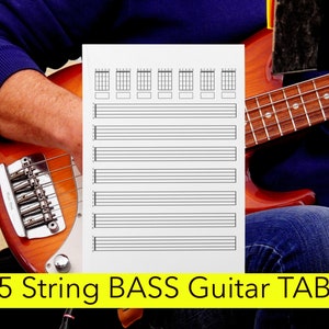 Printable 5 String BASS Guitar TAB Sheet Music | for Letter/a4 Printer ...
