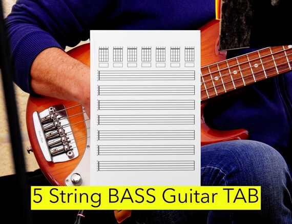 Printable 5 String BASS Guitar TAB Sheet Music for Letter/a4 | Etsy