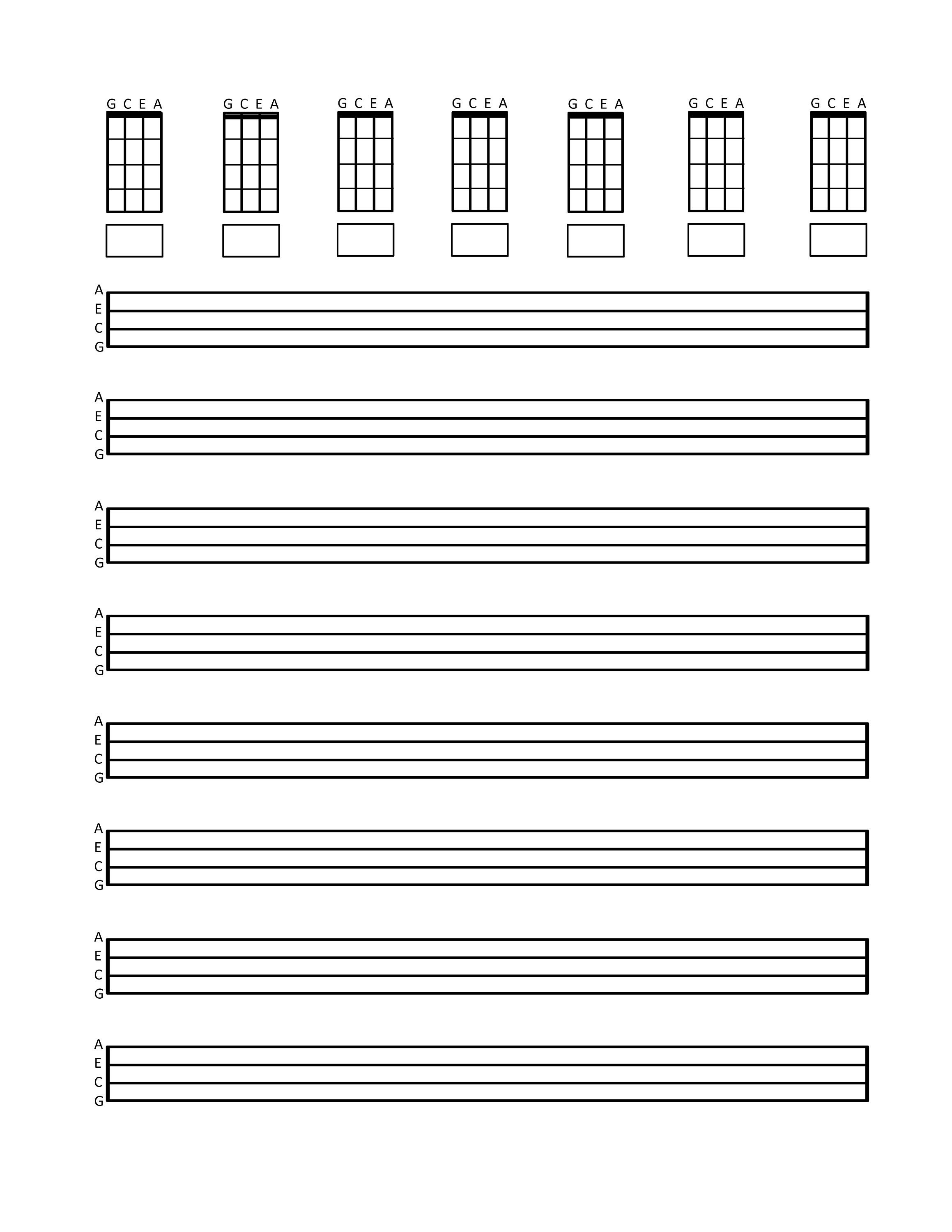 Printable UKULELE TAB Sheet Music | for Letter/a4 Printer | 7 Chord ...