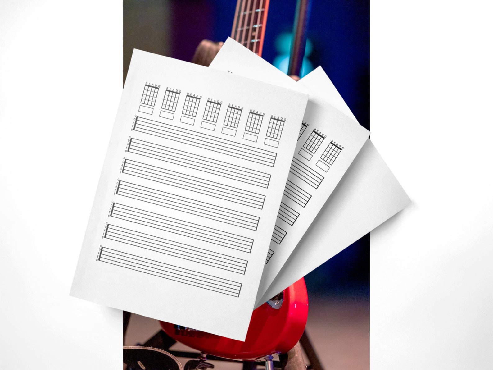 Printable 5 String BASS Guitar TAB Sheet Music | for Letter/a4 Printer ...