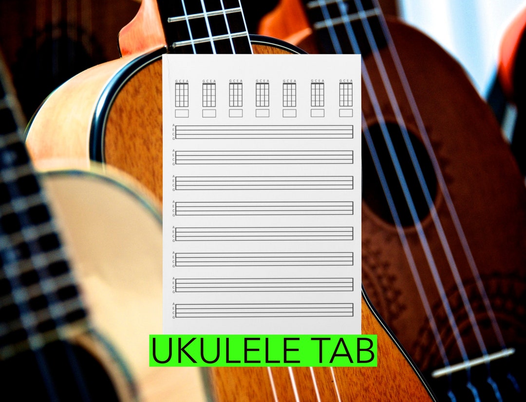 Printable UKULELE TAB Sheet Music | for Letter/a4 Printer | 7 Chord ...