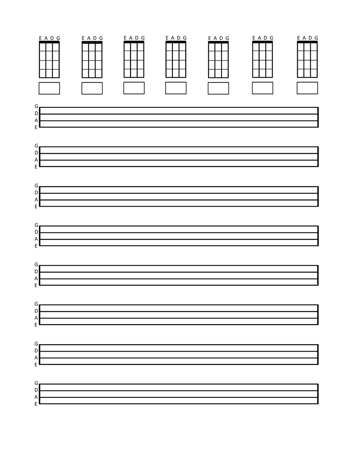 Printable BASS Guitar TAB Sheet Music for Letter/a4 Printer 7 Chord ...