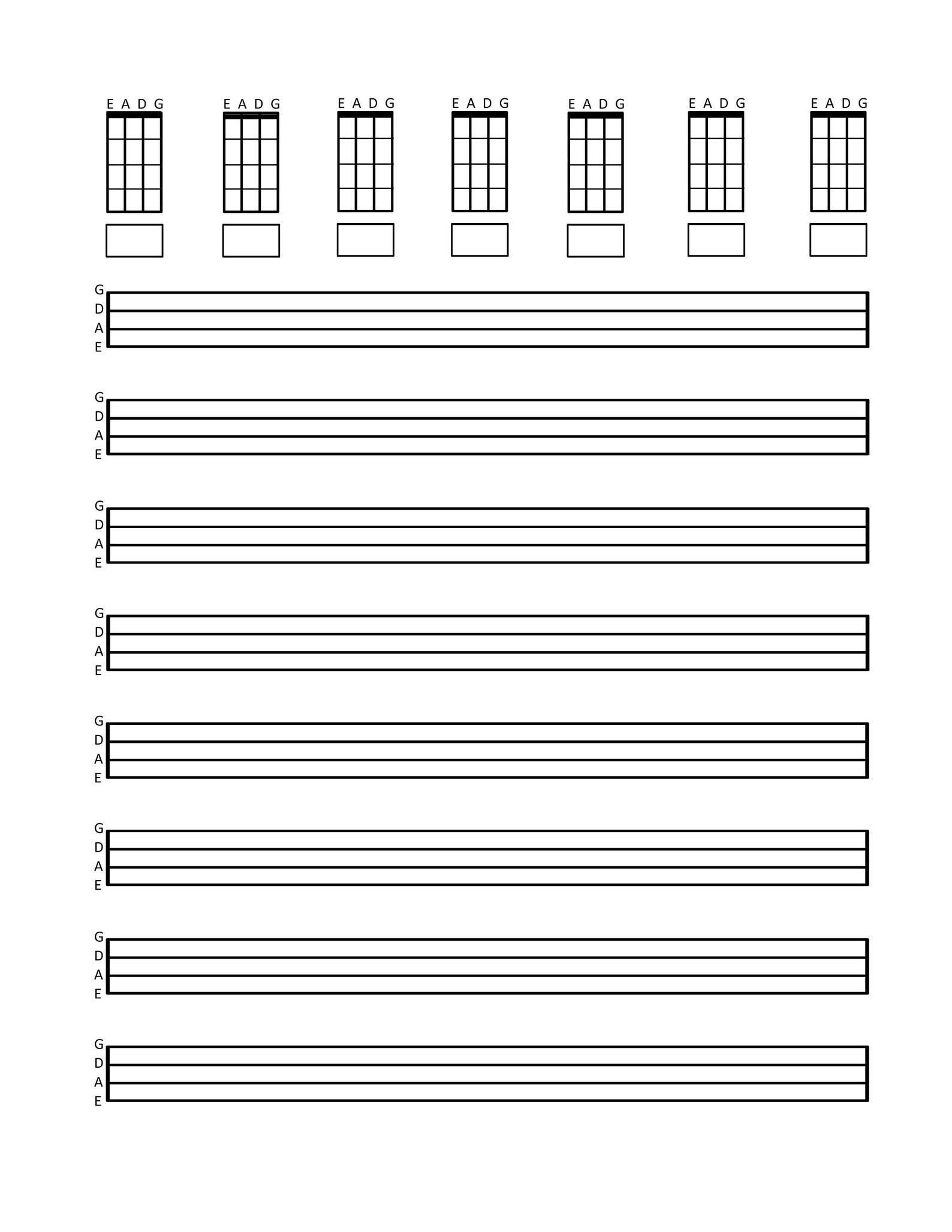 Printable BASS Guitar TAB Sheet Music | for Letter/a4 Printer | 7 Chord ...
