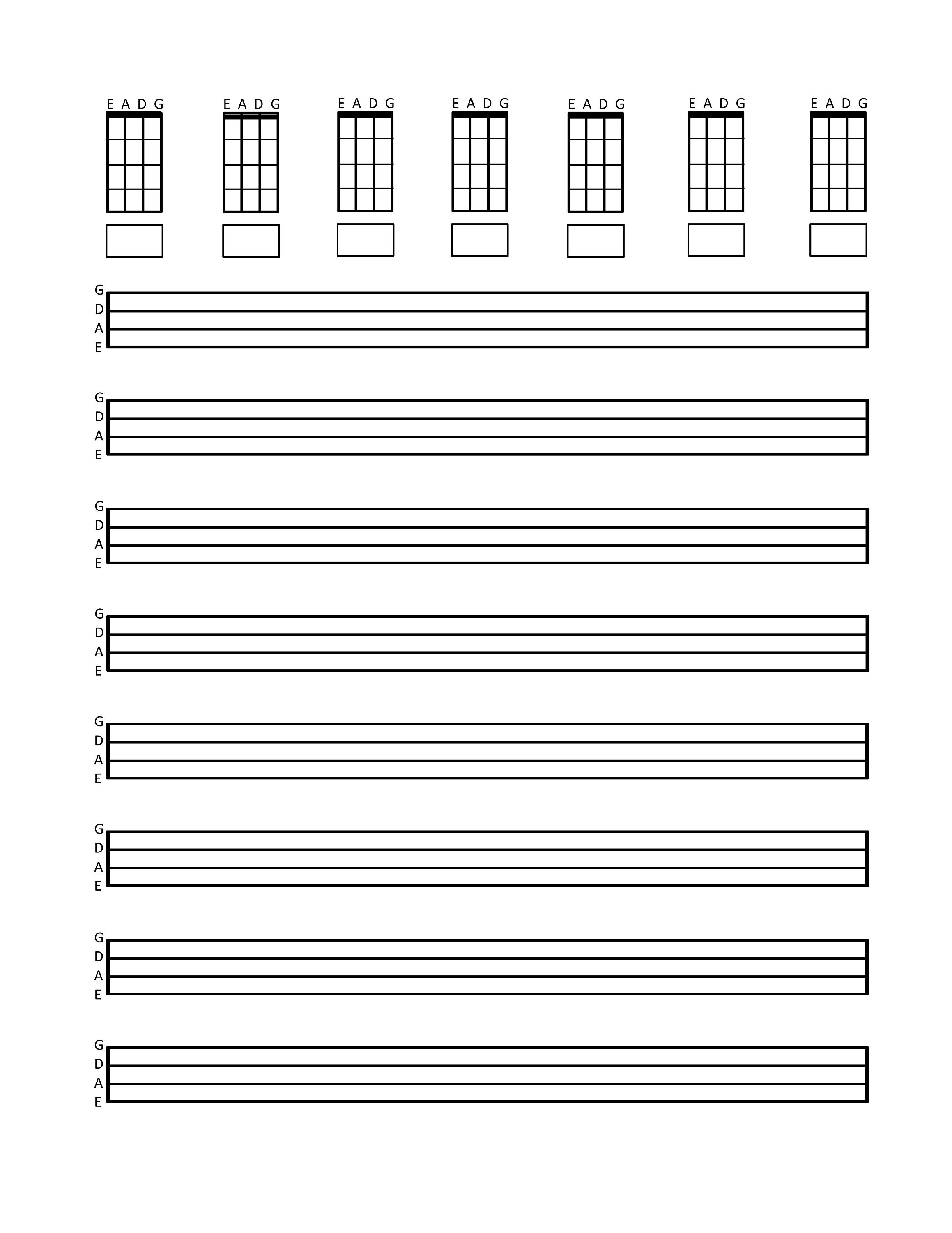 Printable BASS Guitar TAB Sheet Music | for Letter/a4 Printer | 7 Chord ...