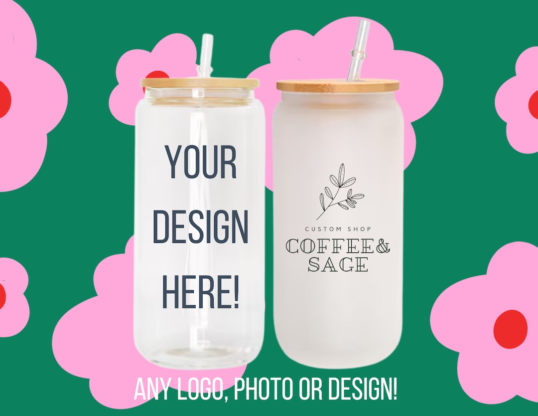 Custom Glass Tumbler- Custom Beer Glass Tumbler- Design Your Own- Logo ...