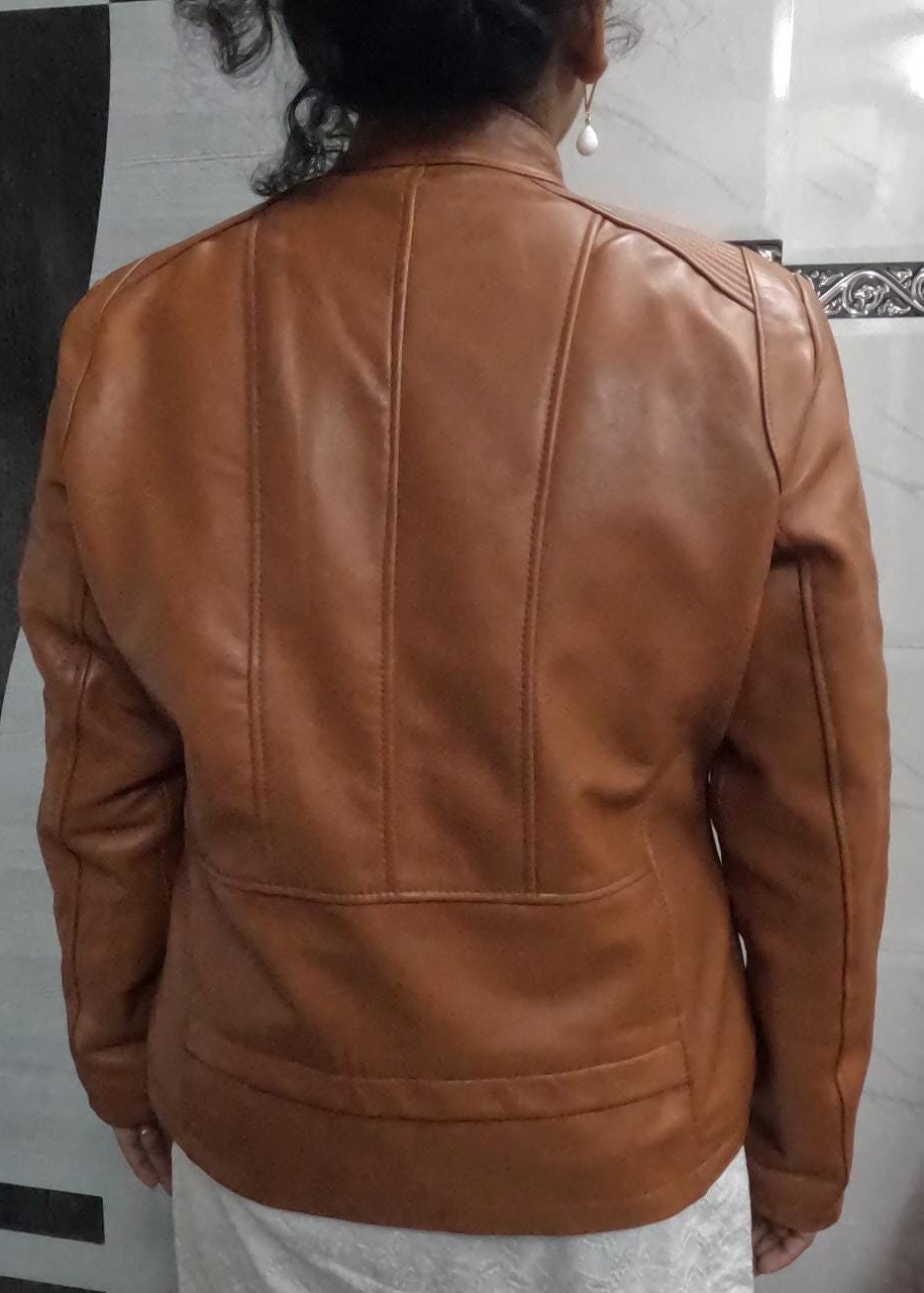 NOORI Women's TAN Leather Jacket | HOT ! Ladies Casual Lambskin Leather ...