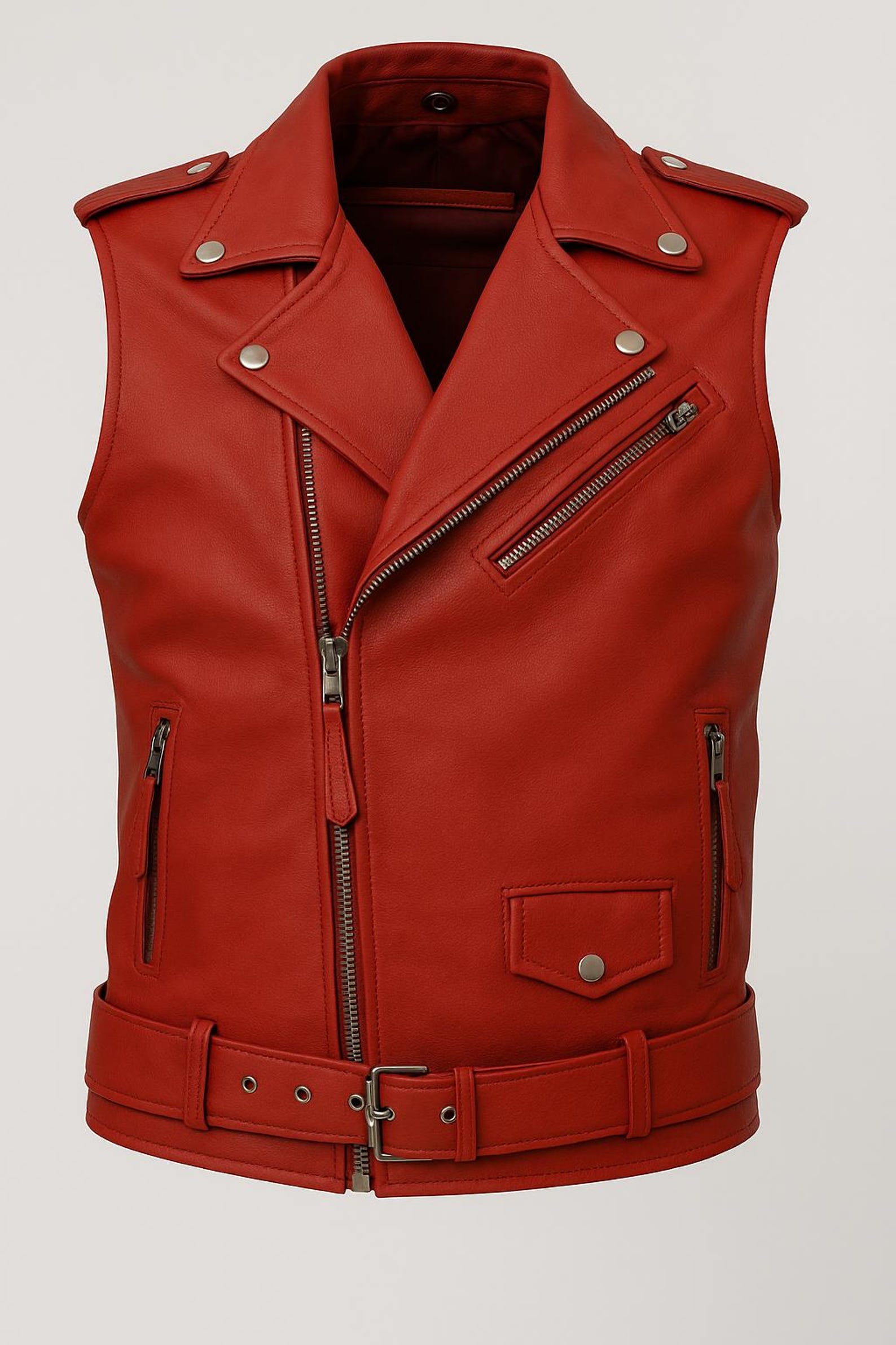 Men's RED Color Handmade Steampunk Leather Vest, Brand New Blood Red ...