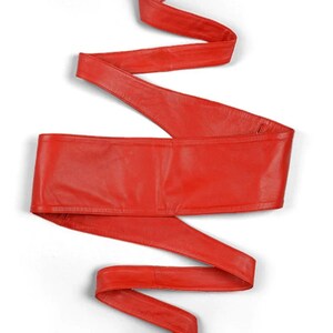 OBI LEATHER BELT Red, Leather Wrap Belt, Tie Belt, Women Wrap Belt ...