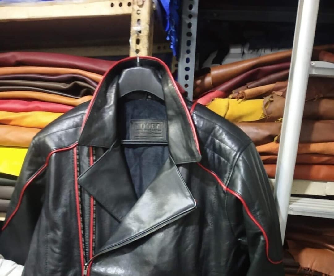 Mens Leather Jacket BLACK, COLOR BLOCK Leather Jacket for Men's With ...