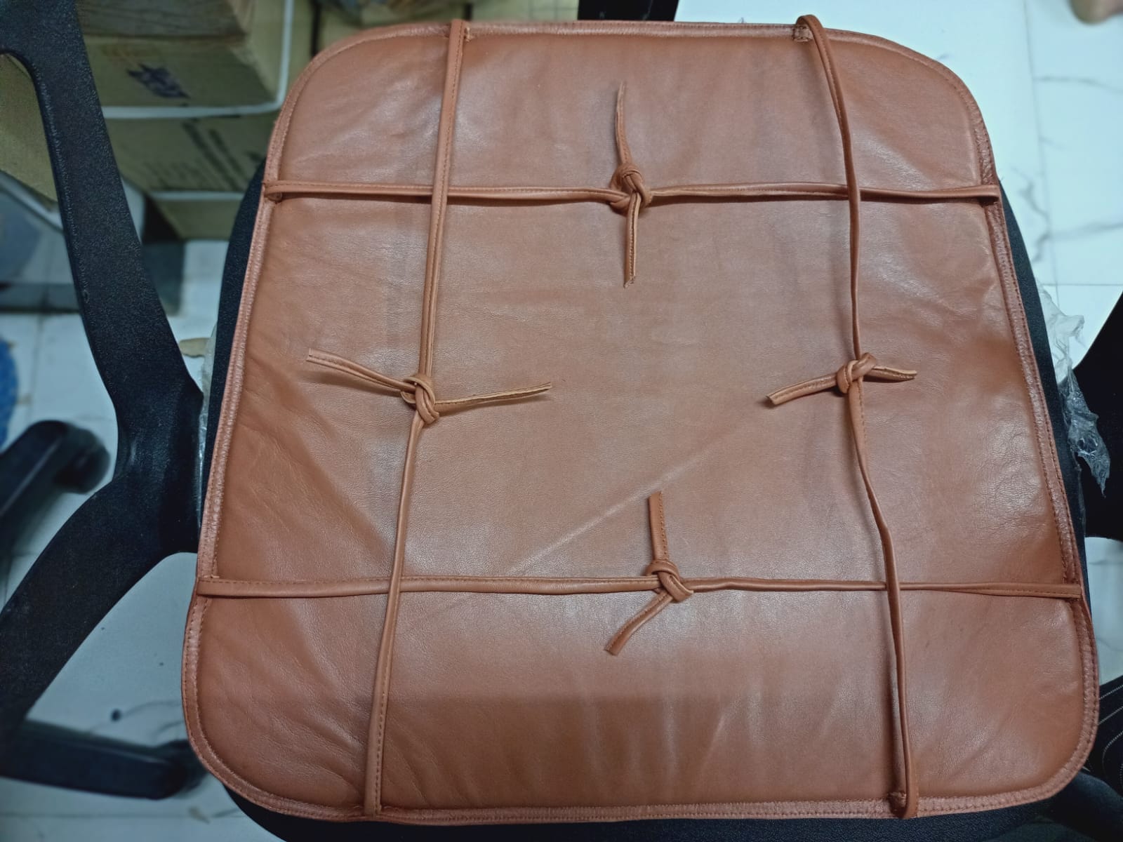 LEATHER CHAIR PAD With Ties Tan Round Edge Chair Pad Chair - Etsy